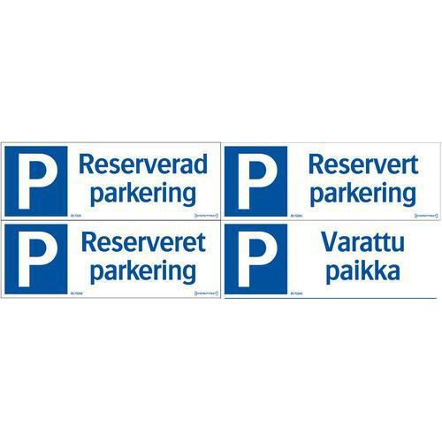 Parkeringsskilt - Reservert parkering - Systemtext - Witre.no